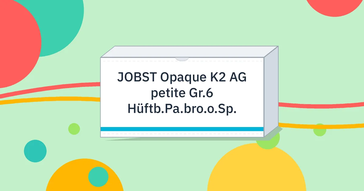 Symbolbild: Packung mit der Aufschrift JOBST Opaque K2 AG petite Gr.6 Hüftb.Pa.bro.o.Sp. (PZN 13114567) – Verfügbarkeit und Bezug in Apotheken in Frankfurt am Main