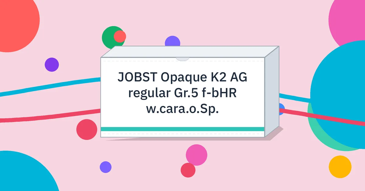 Symbolbild: Packung mit der Aufschrift JOBST Opaque K2 AG regular Gr.5 f-bHR w.cara.o.Sp. (PZN 11252911) – Verfügbarkeit und Bezug in Apotheken in Frankfurt am Main