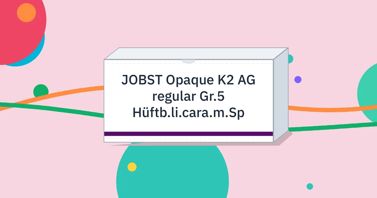 Symbolbild: Packung mit der Aufschrift JOBST Opaque K2 AG regular Gr.5 Hüftb.li.cara.m.Sp (PZN 13115733) – Verfügbarkeit und Bezug in Apotheken in Frankfurt am Main