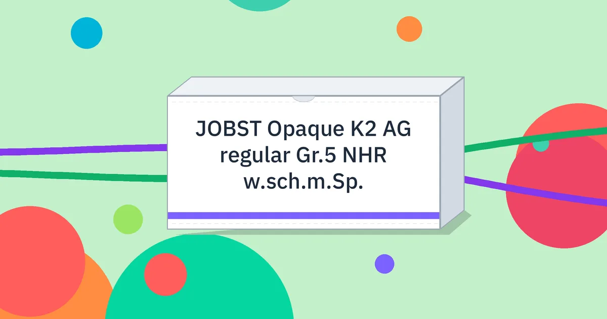 Symbolbild: Packung mit der Aufschrift JOBST Opaque K2 AG regular Gr.5 NHR w.sch.m.Sp. (PZN 11253879) – Verfügbarkeit und Bezug in Apotheken in Frankfurt am Main