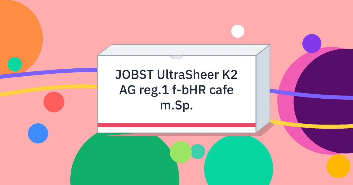 Symbolbild: Packung mit der Aufschrift JOBST UltraSheer K2 AG reg.1 f-bHR cafe m.Sp. (PZN 13144427) – Verfügbarkeit und Bezug in Apotheken in Frankfurt am Main