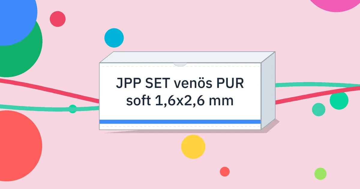 Symbolbild: Packung mit der Aufschrift JPP SET venös PUR soft 1,6x2,6 mm (PZN 08410140) – Verfügbarkeit und Bezug in Apotheken in Frankfurt am Main