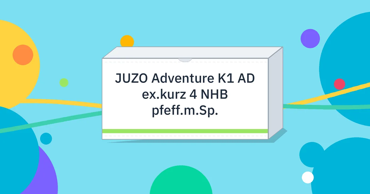 Symbolbild: Packung mit der Aufschrift JUZO Adventure K1 AD ex.kurz 4 NHB pfeff.m.Sp. (PZN 14975656) – Verfügbarkeit und Bezug in Apotheken in Frankfurt am Main