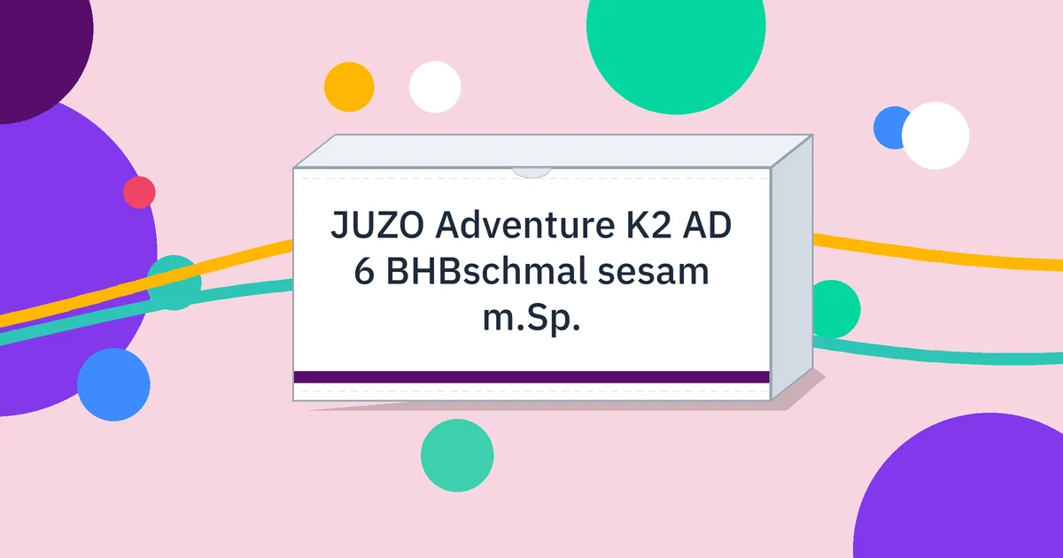 Symbolbild: Packung mit der Aufschrift JUZO Adventure K2 AD 6 BHBschmal sesam m.Sp. (PZN 16494375) – Verfügbarkeit und Bezug in Apotheken in Frankfurt am Main
