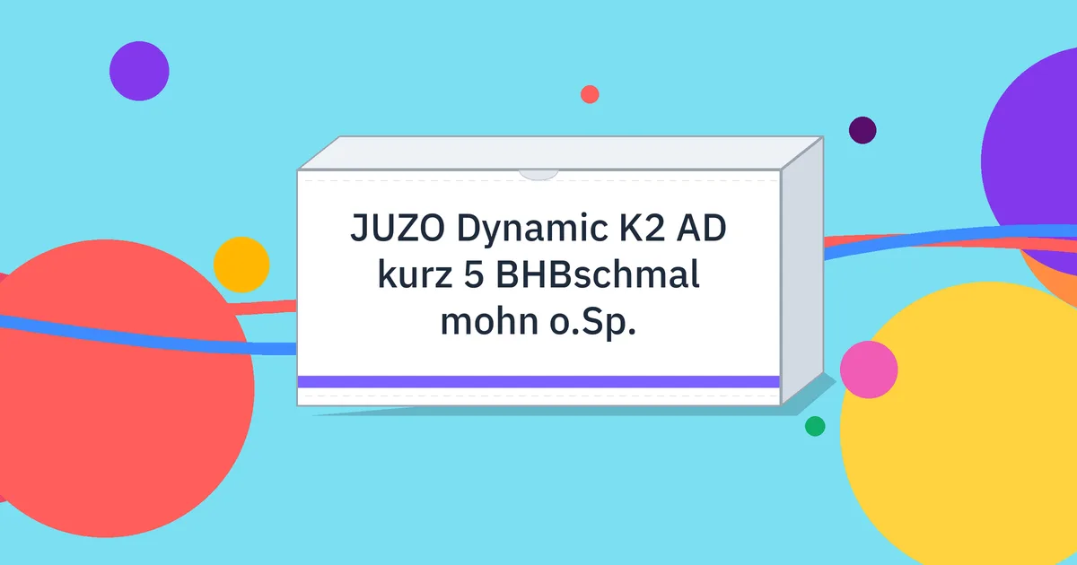 Symbolbild: Packung mit der Aufschrift JUZO Dynamic K2 AD kurz 5 BHBschmal mohn o.Sp. (PZN 15493037) – Verfügbarkeit und Bezug in Apotheken in Frankfurt am Main