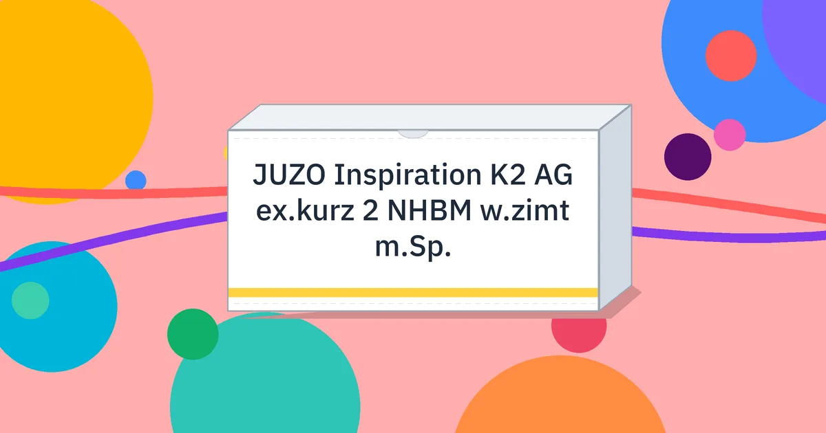 Symbolbild: Packung mit der Aufschrift JUZO Inspiration K2 AG ex.kurz 2 NHBM w.zimt m.Sp. (PZN 14962582) – Verfügbarkeit und Bezug in Apotheken in Frankfurt am Main
