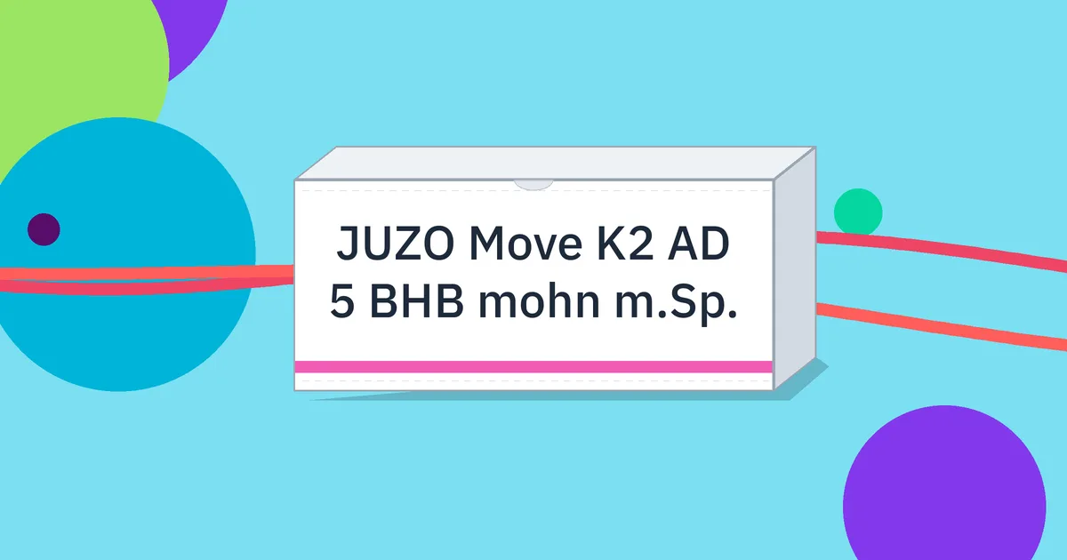Symbolbild: Packung mit der Aufschrift JUZO Move K2 AD 5 BHB mohn m.Sp. (PZN 18539366) – Verfügbarkeit und Bezug in Apotheken in Frankfurt am Main