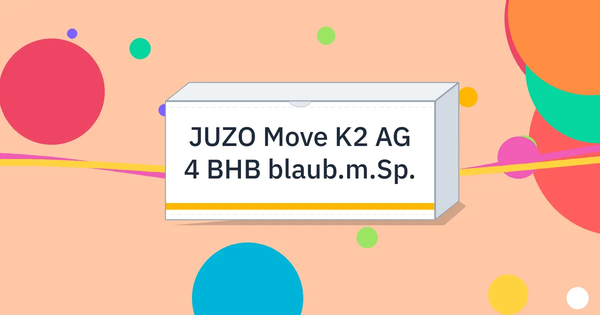 Symbolbild: Packung mit der Aufschrift JUZO Move K2 AG 4 BHB blaub.m.Sp. (PZN 18555796) – Verfügbarkeit und Bezug in Apotheken in Frankfurt am Main