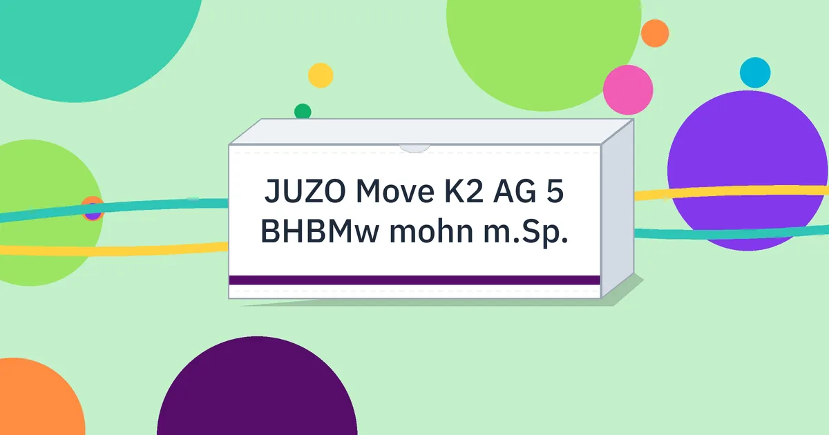 Symbolbild: Packung mit der Aufschrift JUZO Move K2 AG 5 BHBMw mohn m.Sp. (PZN 18556525) – Verfügbarkeit und Bezug in Apotheken in Frankfurt am Main