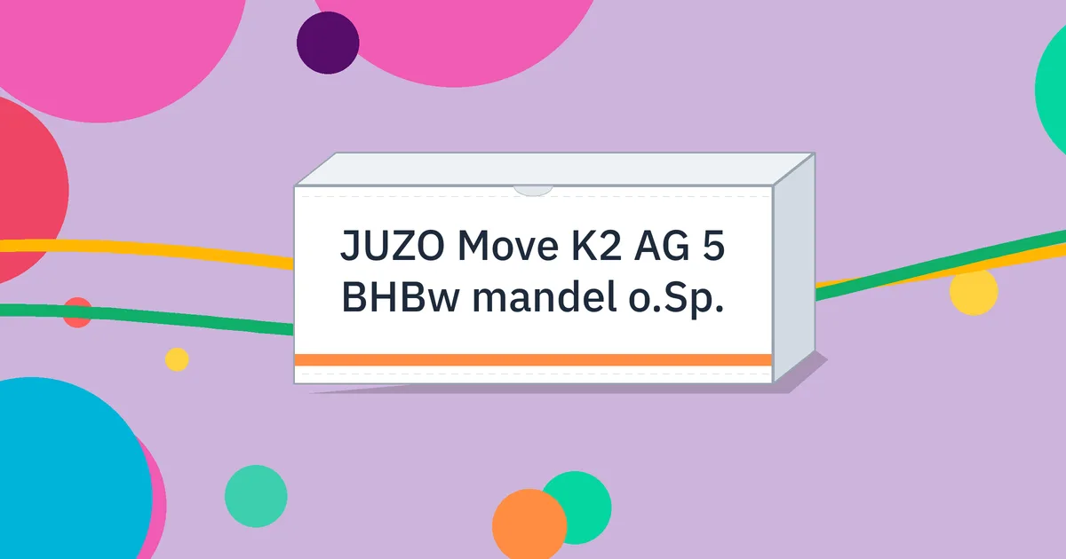 Symbolbild: Packung mit der Aufschrift JUZO Move K2 AG 5 BHBw mandel o.Sp. (PZN 16646359) – Verfügbarkeit und Bezug in Apotheken in Frankfurt am Main