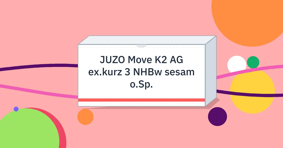Symbolbild: Packung mit der Aufschrift JUZO Move K2 AG ex.kurz 3 NHBw sesam o.Sp. (PZN 18533062) – Verfügbarkeit und Bezug in Apotheken in Frankfurt am Main