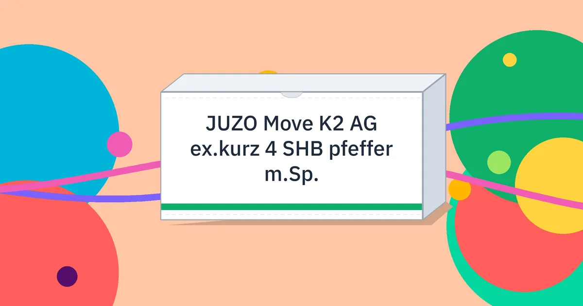 Symbolbild: Packung mit der Aufschrift JUZO Move K2 AG ex.kurz 4 SHB pfeffer m.Sp. (PZN 16651366) – Verfügbarkeit und Bezug in Apotheken in Frankfurt am Main