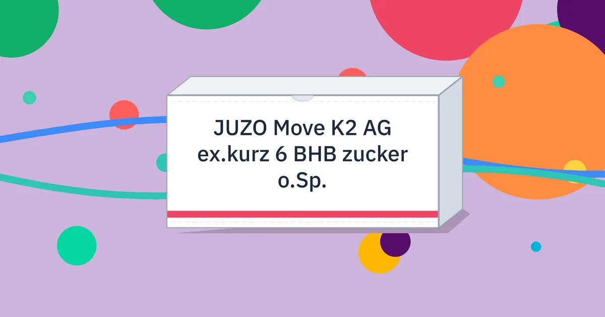 Symbolbild: Packung mit der Aufschrift JUZO Move K2 AG ex.kurz 6 BHB zucker o.Sp. (PZN 18534021) – Verfügbarkeit und Bezug in Apotheken in Frankfurt am Main