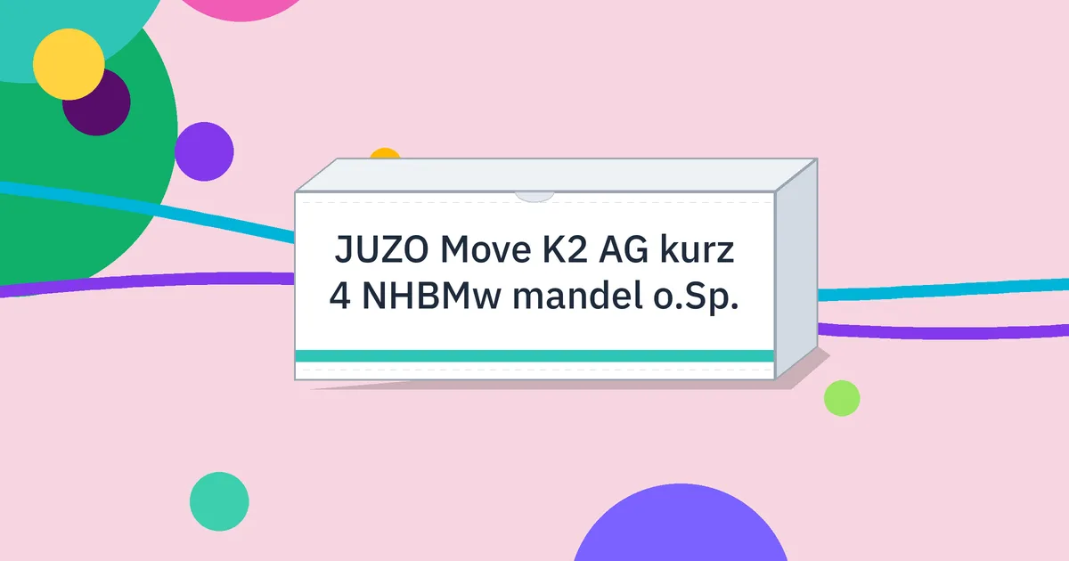 Symbolbild: Packung mit der Aufschrift JUZO Move K2 AG kurz 4 NHBMw mandel o.Sp. (PZN 16644722) – Verfügbarkeit und Bezug in Apotheken in Frankfurt am Main