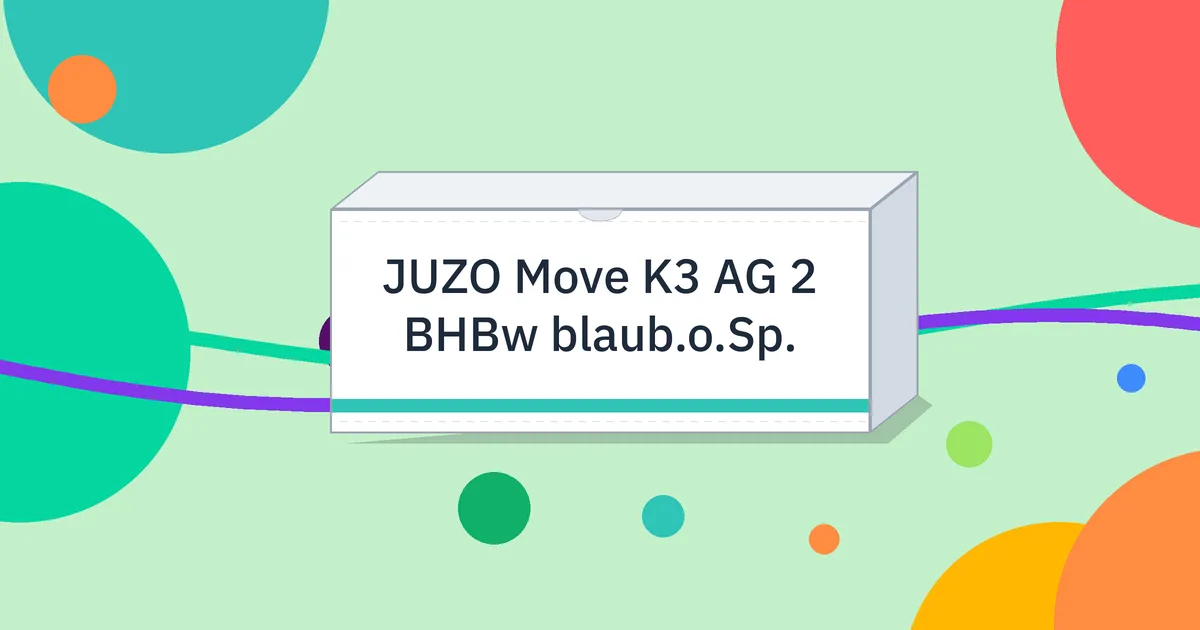 Symbolbild: Packung mit der Aufschrift JUZO Move K3 AG 2 BHBw blaub.o.Sp. (PZN 18589631) – Verfügbarkeit und Bezug in Apotheken in Frankfurt am Main