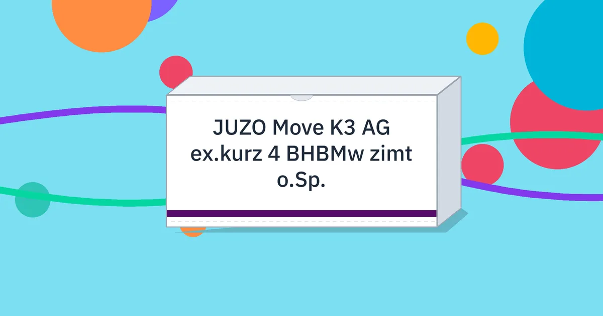 Symbolbild: Packung mit der Aufschrift JUZO Move K3 AG ex.kurz 4 BHBMw zimt o.Sp. (PZN 18586199) – Verfügbarkeit und Bezug in Apotheken in Frankfurt am Main