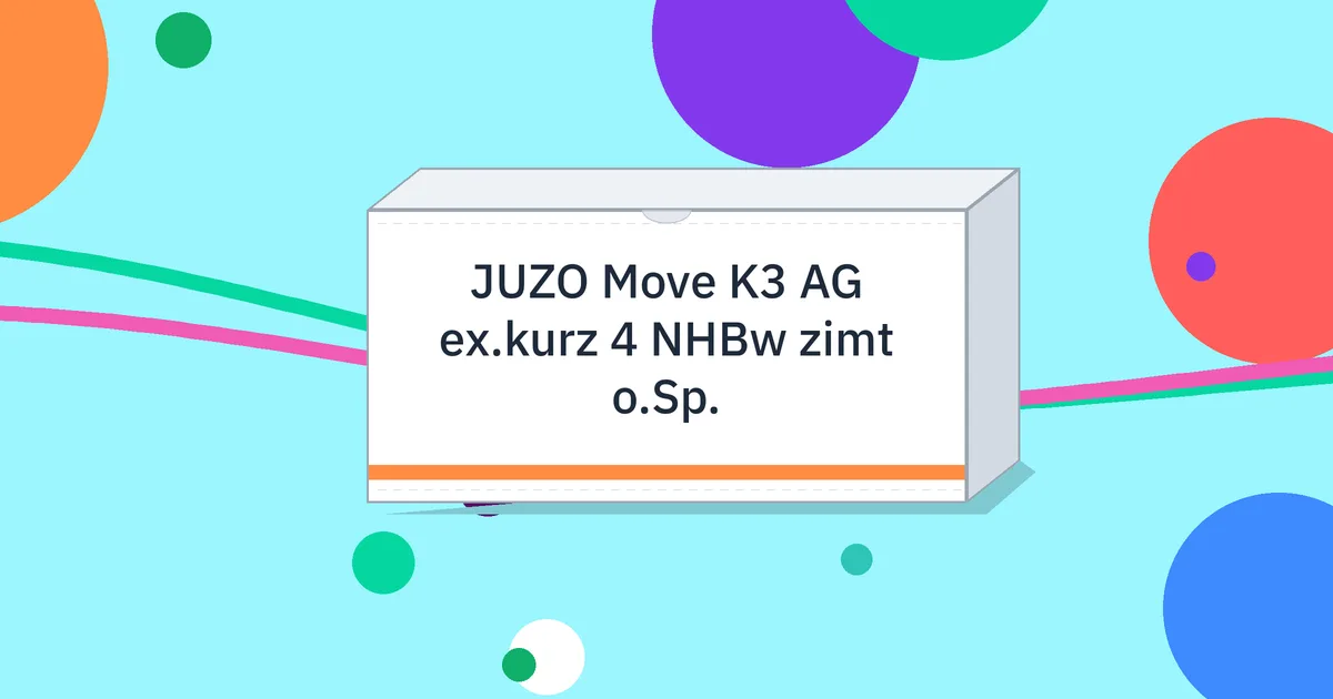 Symbolbild: Packung mit der Aufschrift JUZO Move K3 AG ex.kurz 4 NHBw zimt o.Sp. (PZN 18584438) – Verfügbarkeit und Bezug in Apotheken in Frankfurt am Main