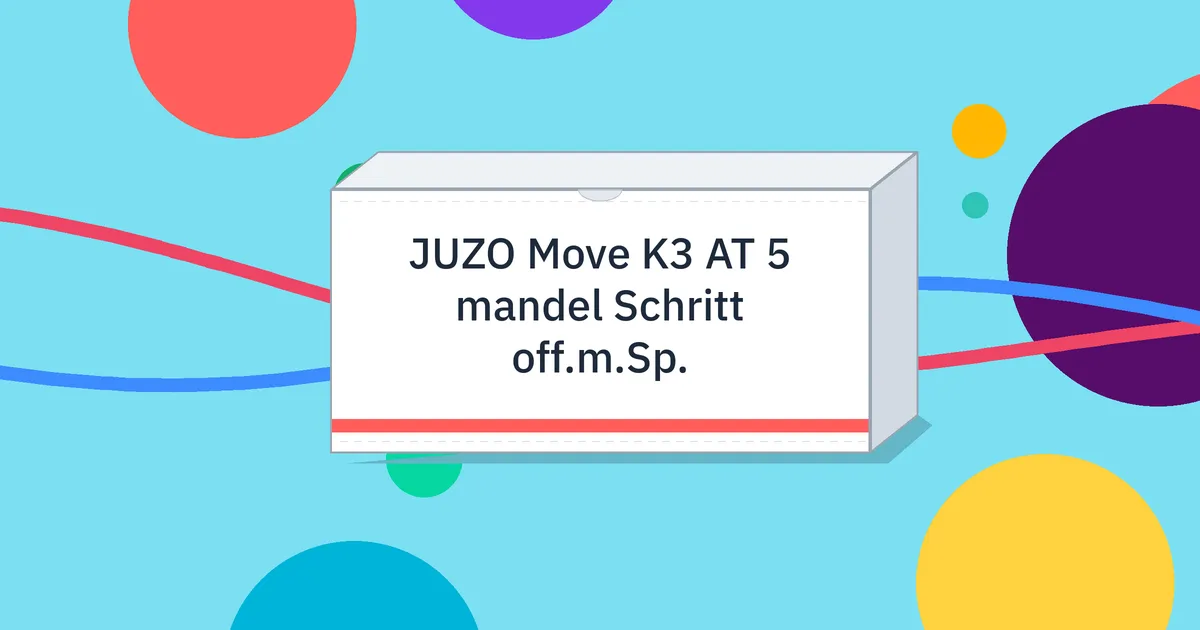 Symbolbild: Packung mit der Aufschrift JUZO Move K3 AT 5 mandel Schritt off.m.Sp. (PZN 20677609) – Verfügbarkeit und Bezug in Apotheken in Frankfurt am Main