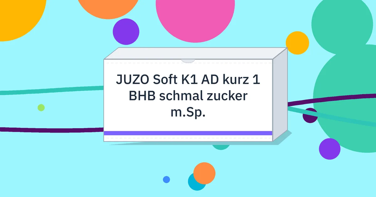 Symbolbild: Packung mit der Aufschrift JUZO Soft K1 AD kurz 1 BHB schmal zucker m.Sp. (PZN 15461416) – Verfügbarkeit und Bezug in Apotheken in Frankfurt am Main