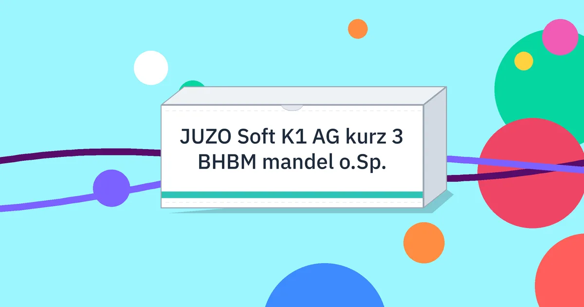 Symbolbild: Packung mit der Aufschrift JUZO Soft K1 AG kurz 3 BHBM mandel o.Sp. (PZN 14857810) – Verfügbarkeit und Bezug in Apotheken in Frankfurt am Main