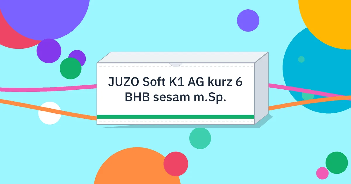 Symbolbild: Packung mit der Aufschrift JUZO Soft K1 AG kurz 6 BHB sesam m.Sp. (PZN 14822183) – Verfügbarkeit und Bezug in Apotheken in Frankfurt am Main