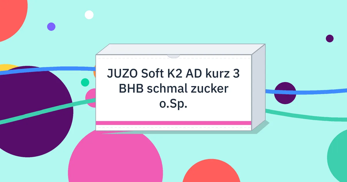 Symbolbild: Packung mit der Aufschrift JUZO Soft K2 AD kurz 3 BHB schmal zucker o.Sp. (PZN 15467459) – Verfügbarkeit und Bezug in Apotheken in Frankfurt am Main