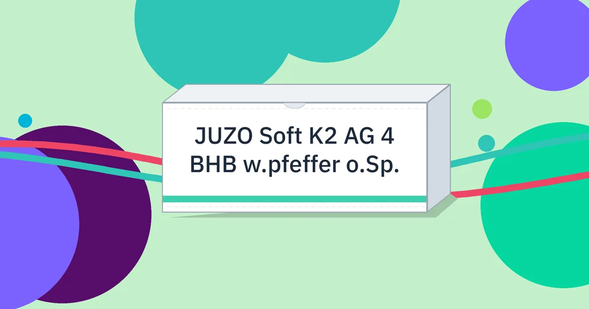 Symbolbild: Packung mit der Aufschrift JUZO Soft K2 AG 4 BHB w.pfeffer o.Sp. (PZN 14841252) – Verfügbarkeit und Bezug in Apotheken in Frankfurt am Main