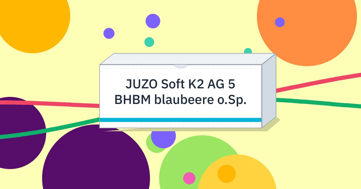 Symbolbild: Packung mit der Aufschrift JUZO Soft K2 AG 5 BHBM blaubeere o.Sp. (PZN 14861059) – Verfügbarkeit und Bezug in Apotheken in Frankfurt am Main