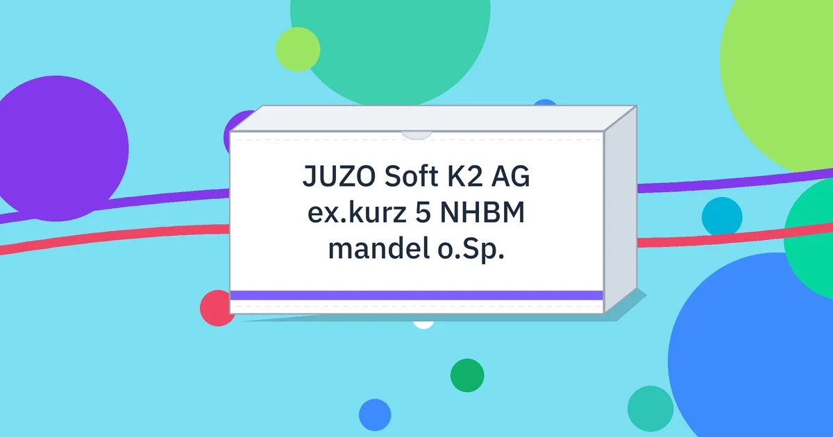 Symbolbild: Packung mit der Aufschrift JUZO Soft K2 AG ex.kurz 5 NHBM mandel o.Sp. (PZN 15002329) – Verfügbarkeit und Bezug in Apotheken in Frankfurt am Main