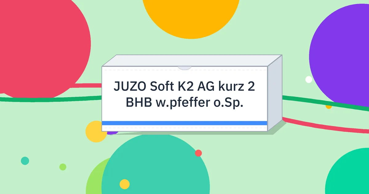 Symbolbild: Packung mit der Aufschrift JUZO Soft K2 AG kurz 2 BHB w.pfeffer o.Sp. (PZN 14842518) – Verfügbarkeit und Bezug in Apotheken in Frankfurt am Main