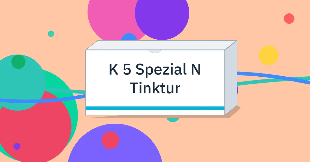 Symbolbild: Packung mit der Aufschrift K 5 Spezial N Tinktur (PZN 07469711) – Verfügbarkeit und Bezug in Apotheken in Frankfurt am Main