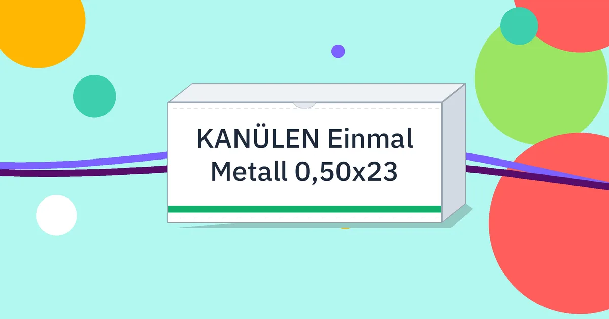Symbolbild: Packung mit der Aufschrift KANÜLEN Einmal Metall 0,50x23 (PZN 01729513) – Verfügbarkeit und Bezug in Apotheken in Frankfurt am Main