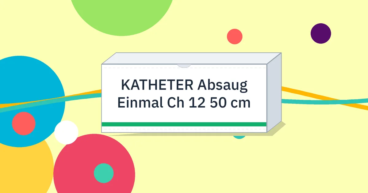 Symbolbild: Packung mit der Aufschrift KATHETER Absaug Einmal Ch 12 50 cm (PZN 02441470) – Verfügbarkeit und Bezug in Apotheken in Frankfurt am Main