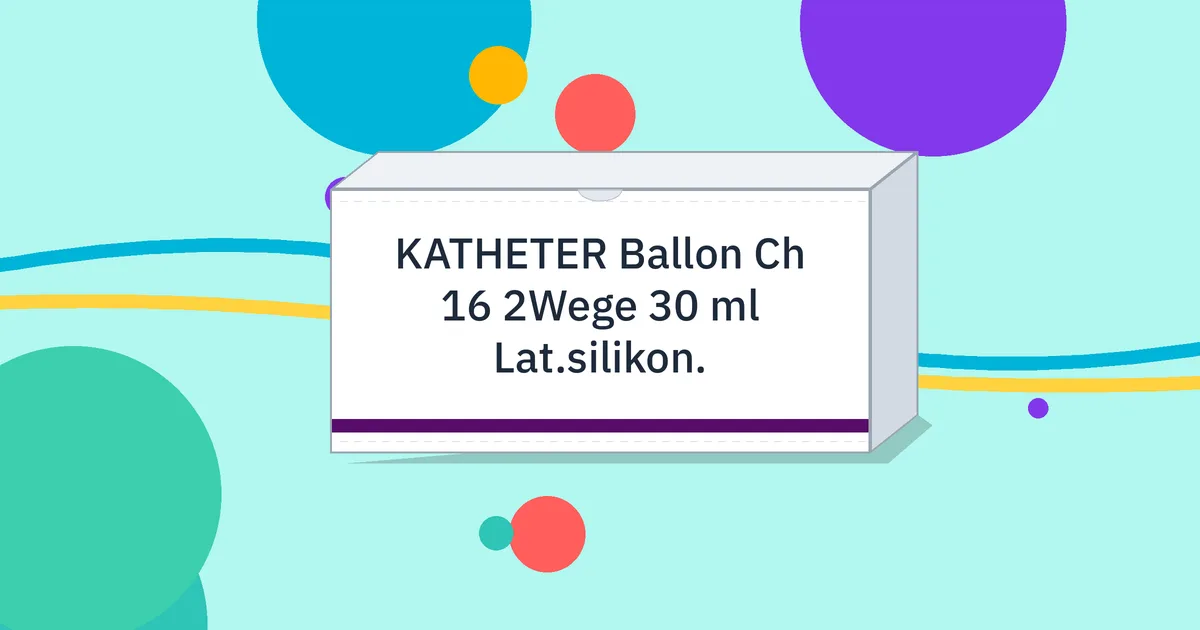Symbolbild: Packung mit der Aufschrift KATHETER Ballon Ch 16 2Wege 30 ml Lat.silikon. (PZN 14292667) – Verfügbarkeit und Bezug in Apotheken in Frankfurt am Main