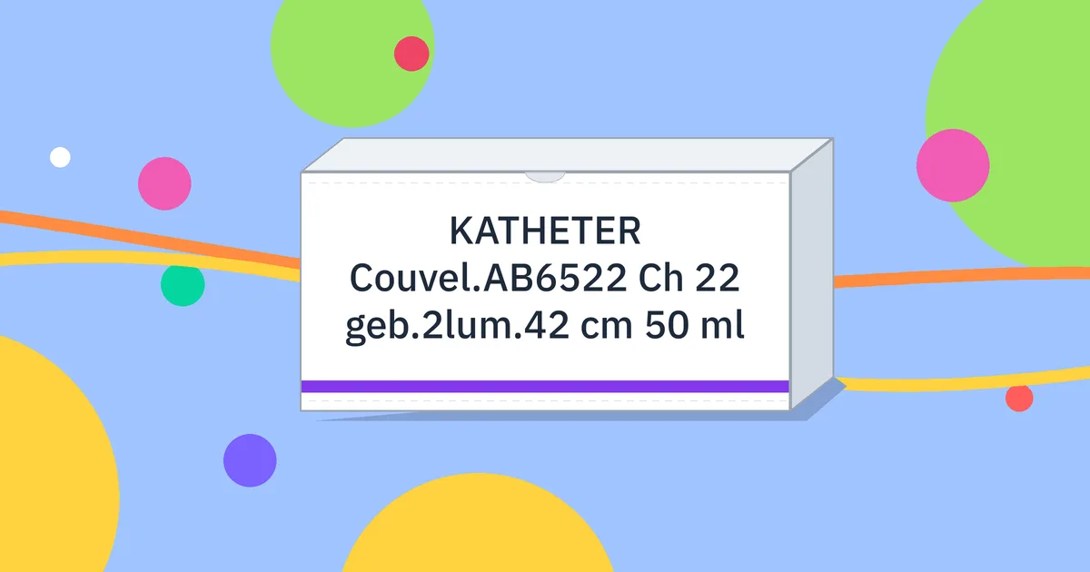 Symbolbild: Packung mit der Aufschrift KATHETER Couvel.AB6522 Ch 22 geb.2lum.42 cm 50 ml (PZN 00153011) – Verfügbarkeit und Bezug in Apotheken in Frankfurt am Main