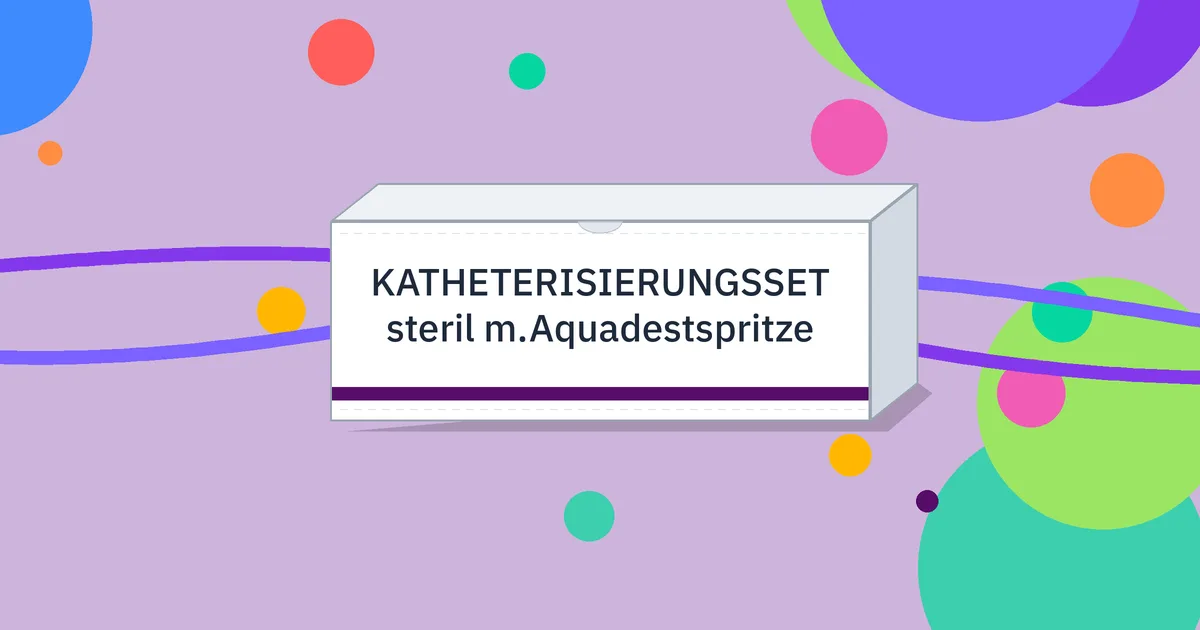 Symbolbild: Packung mit der Aufschrift KATHETERISIERUNGSSET steril m.Aquadestspritze (PZN 00805382) – Verfügbarkeit und Bezug in Apotheken in Frankfurt am Main