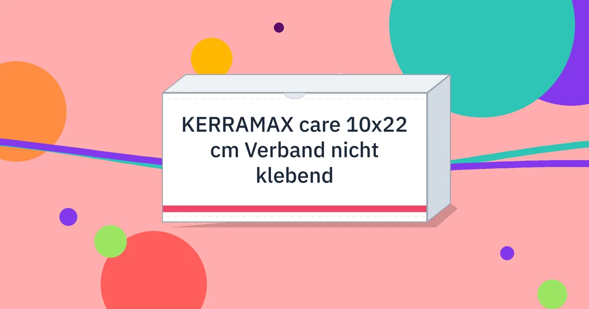 Symbolbild: Packung mit der Aufschrift KERRAMAX care 10x22 cm Verband nicht klebend (PZN 18729664) – Verfügbarkeit und Bezug in Apotheken in Frankfurt am Main