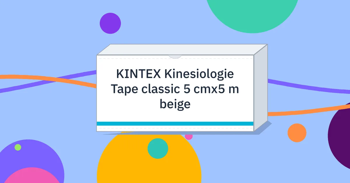 Symbolbild: Packung mit der Aufschrift KINTEX Kinesiologie Tape classic 5 cmx5 m beige (PZN 16779385) – Verfügbarkeit und Bezug in Apotheken in Frankfurt am Main