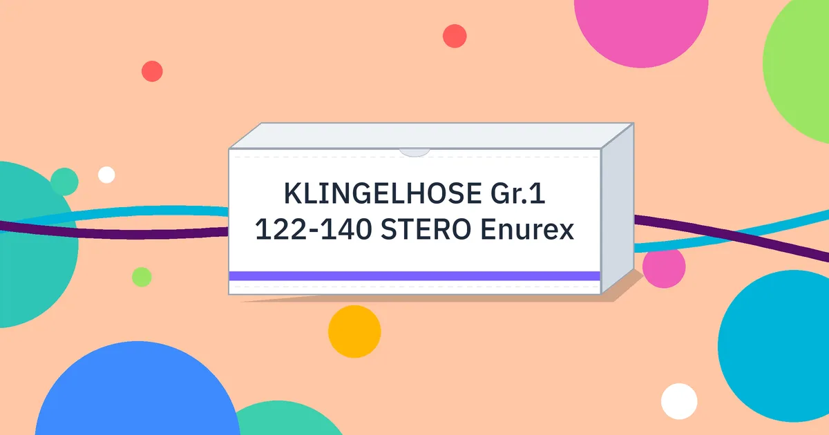 Symbolbild: Packung mit der Aufschrift KLINGELHOSE Gr.1 122-140 STERO Enurex (PZN 04752122) – Verfügbarkeit und Bezug in Apotheken in Frankfurt am Main