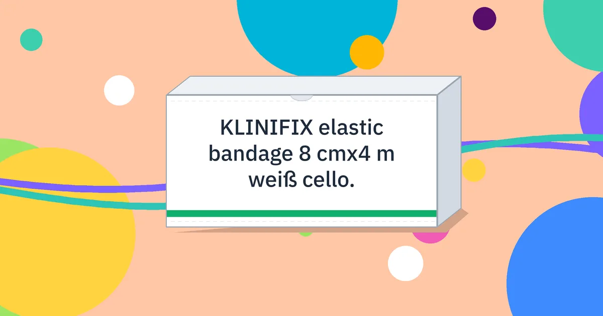 Symbolbild: Packung mit der Aufschrift KLINIFIX elastic bandage 8 cmx4 m weiß cello. (PZN 16536010) – Verfügbarkeit und Bezug in Apotheken in Frankfurt am Main