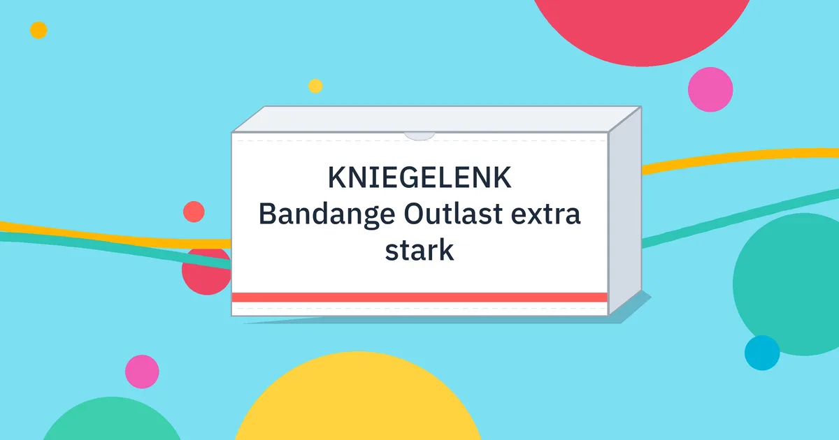 Symbolbild: Packung mit der Aufschrift KNIEGELENK Bandange Outlast extra stark (PZN 11238532) – Verfügbarkeit und Bezug in Apotheken in Frankfurt am Main