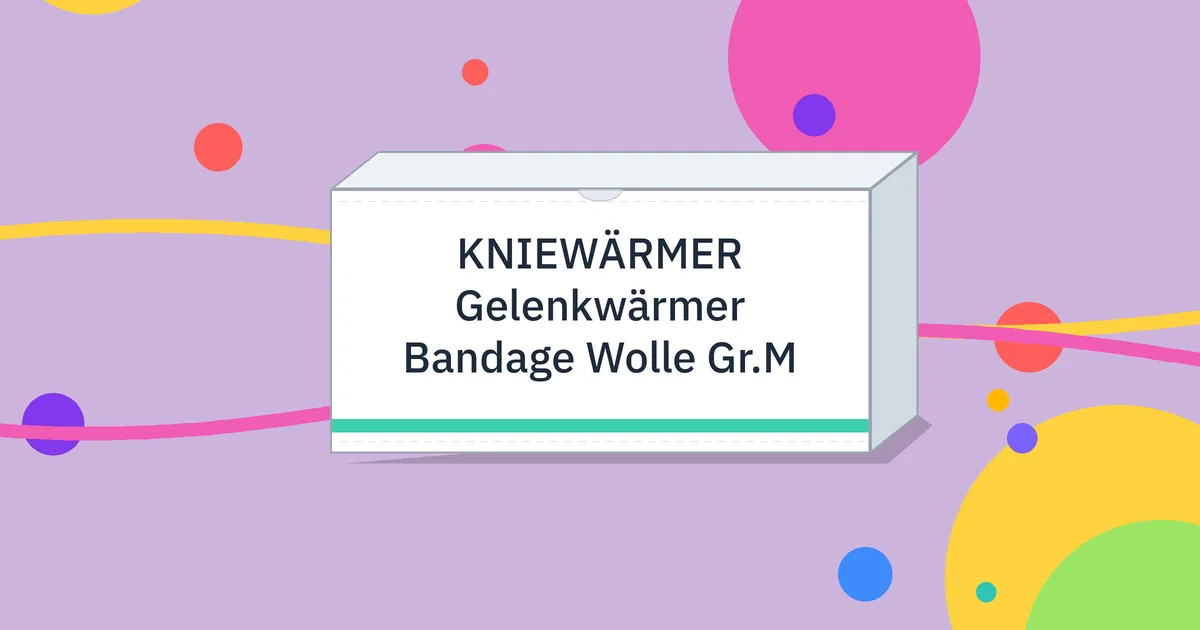 Symbolbild: Packung mit der Aufschrift KNIEWÄRMER Gelenkwärmer Bandage Wolle Gr.M (PZN 19390759) – Verfügbarkeit und Bezug in Apotheken in Frankfurt am Main