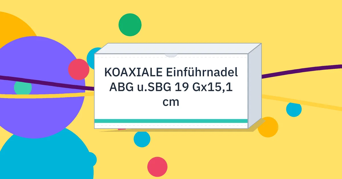 Symbolbild: Packung mit der Aufschrift KOAXIALE Einführnadel ABG u.SBG 19 Gx15,1 cm (PZN 11105564) – Verfügbarkeit und Bezug in Apotheken in Frankfurt am Main