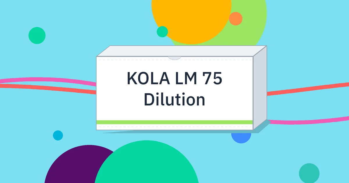 Symbolbild: Packung mit der Aufschrift KOLA LM 75 Dilution (PZN 13519695) – Verfügbarkeit und Bezug in Apotheken in Frankfurt am Main