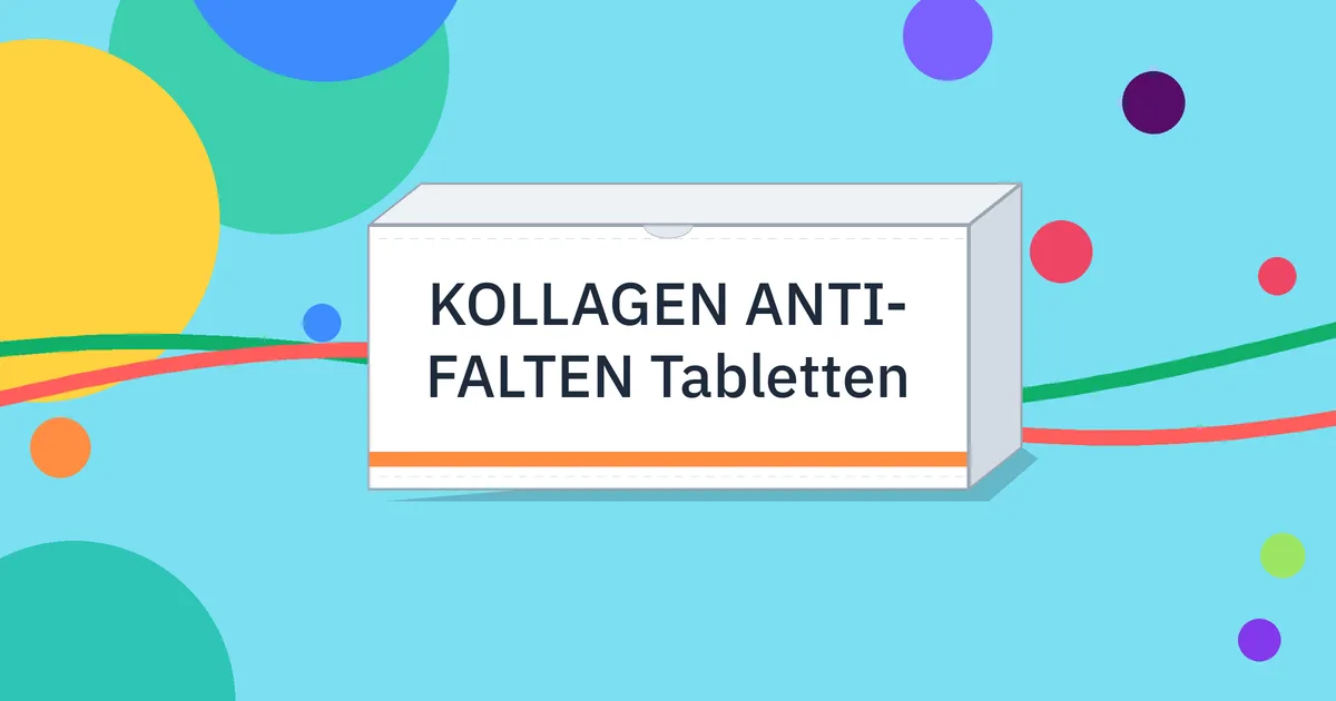 Symbolbild: Packung mit der Aufschrift KOLLAGEN ANTI-FALTEN Tabletten (PZN 18225107) – Verfügbarkeit und Bezug in Apotheken in Frankfurt am Main