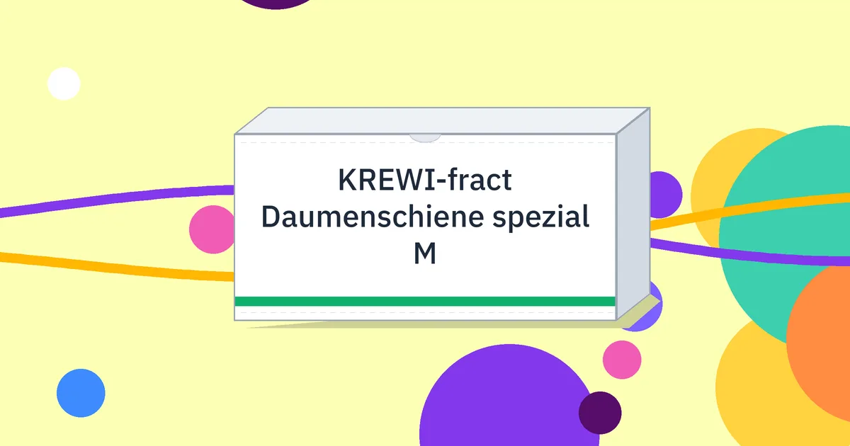 Symbolbild: Packung mit der Aufschrift KREWI-fract Daumenschiene spezial M (PZN 17300290) – Verfügbarkeit und Bezug in Apotheken in Frankfurt am Main