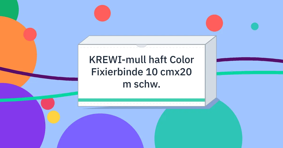 Symbolbild: Packung mit der Aufschrift KREWI-mull haft Color Fixierbinde 10 cmx20 m schw. (PZN 11339049) – Verfügbarkeit und Bezug in Apotheken in Frankfurt am Main