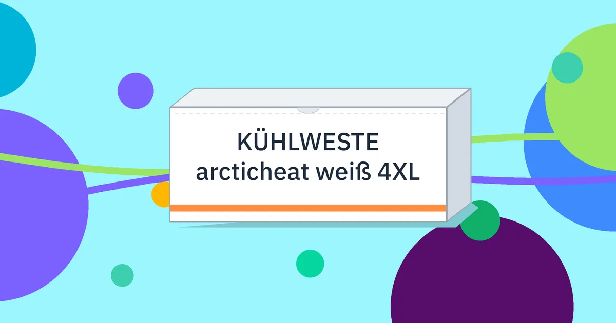 Symbolbild: Packung mit der Aufschrift KÜHLWESTE arcticheat weiß 4XL (PZN 09230635) – Verfügbarkeit und Bezug in Apotheken in Frankfurt am Main