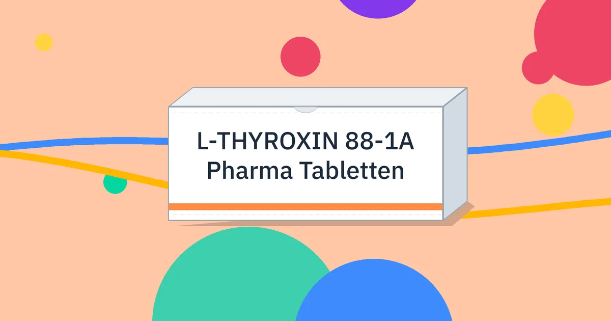 Symbolbild: Packung mit der Aufschrift L-THYROXIN 88-1A Pharma Tabletten (PZN 06488712) – Verfügbarkeit und Bezug in Apotheken in Frankfurt am Main