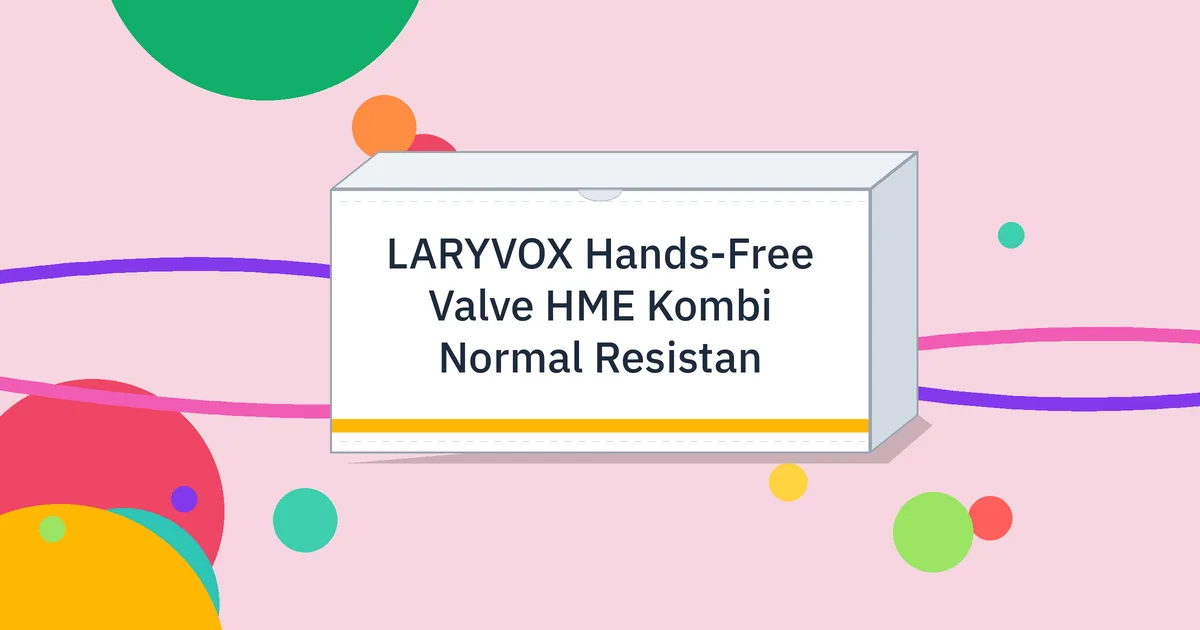 Symbolbild: Packung mit der Aufschrift LARYVOX Hands-Free Valve HME Kombi Normal Resistan (PZN 10356672) – Verfügbarkeit und Bezug in Apotheken in Frankfurt am Main